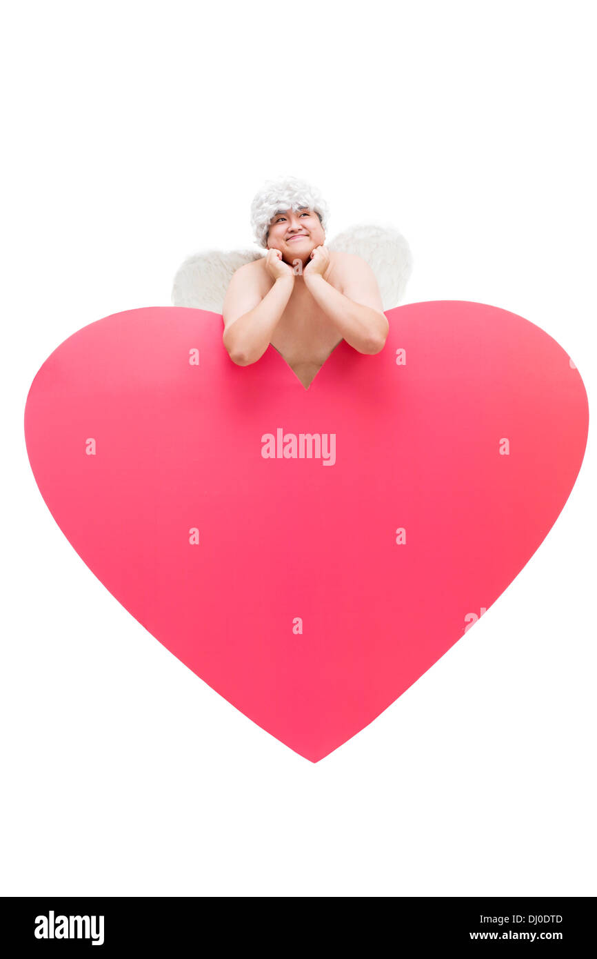 Chubby angel with a big heart shape Stock Photo - Alamy