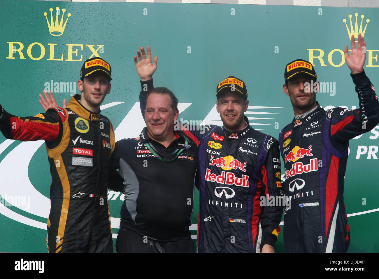 Red Bull Racing On Podium Mark Webber High Resolution Stock Photography ...