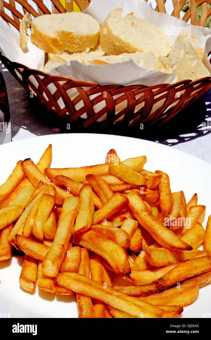 Chips (French fries) with bread, Costa del Sol, Malaga Province ...