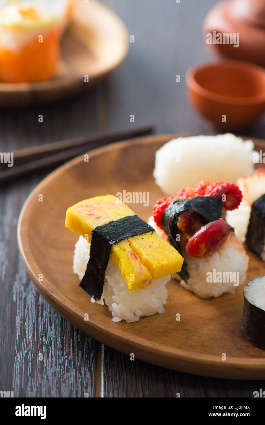 fresh sushi traditional japanese food Stock Photo - Alamy