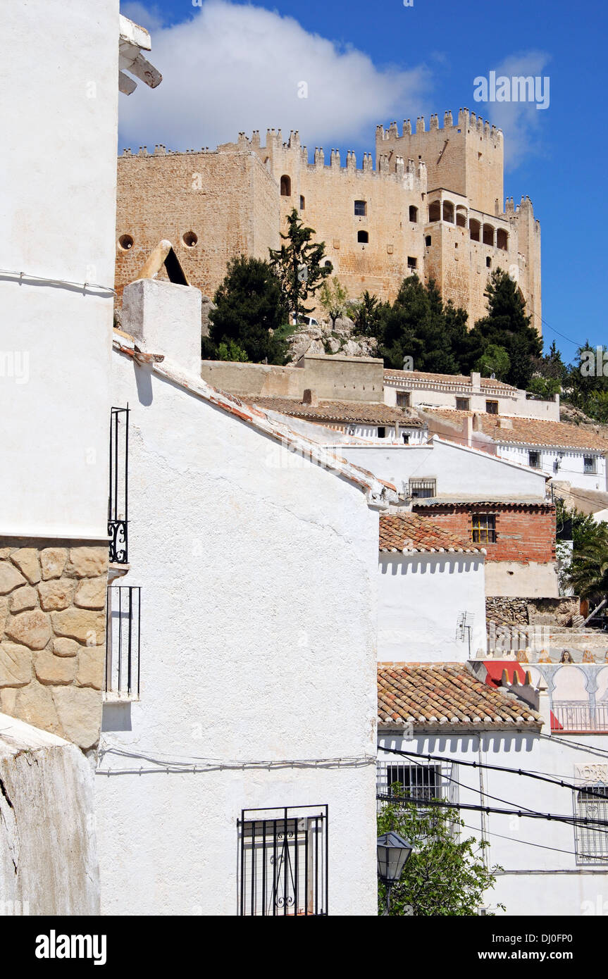View of the castle (castillo de los Fajardo) and townhouses, Velez ...