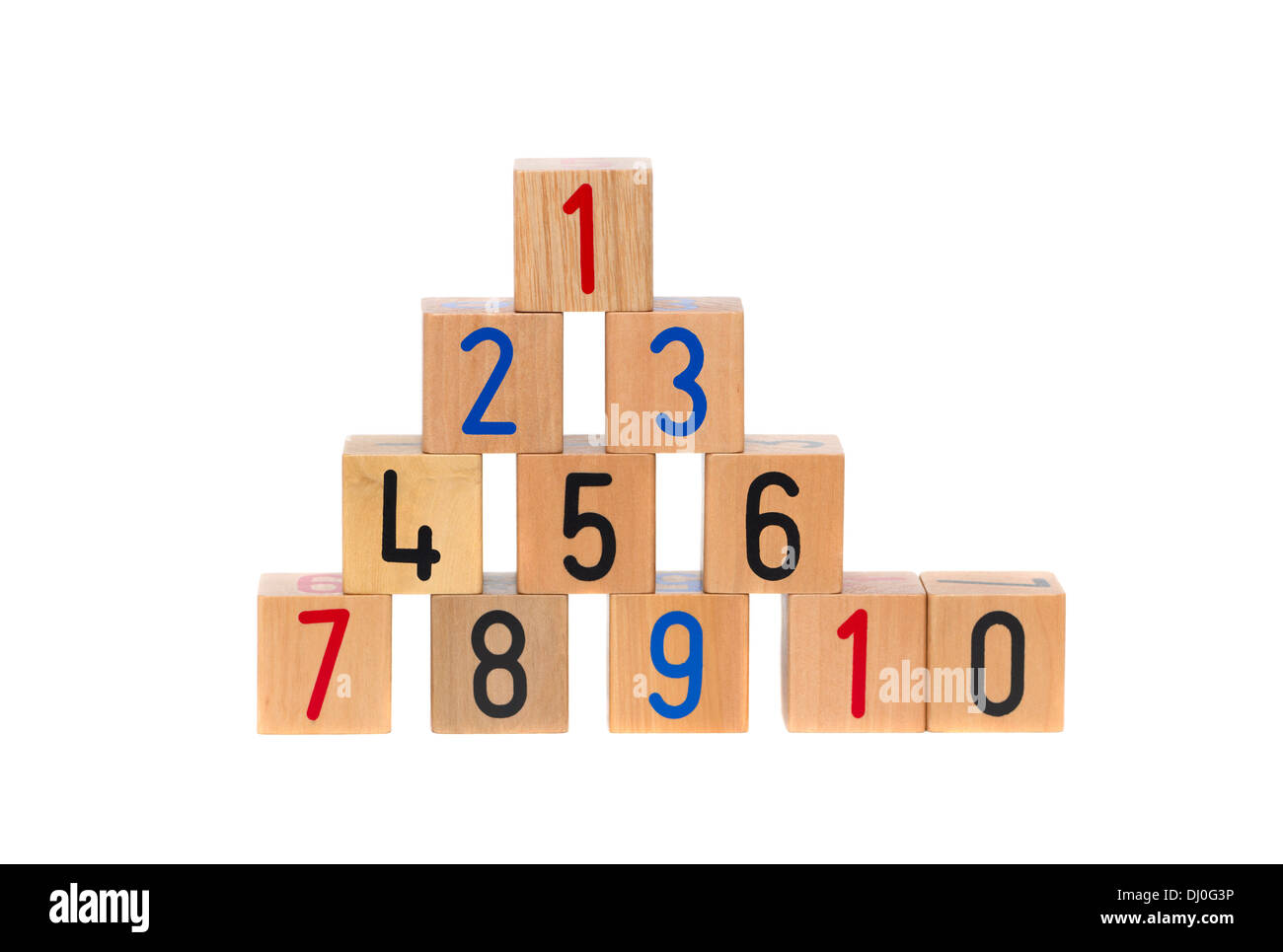 Wooden blocks with numbers on white background Stock Photo - Alamy