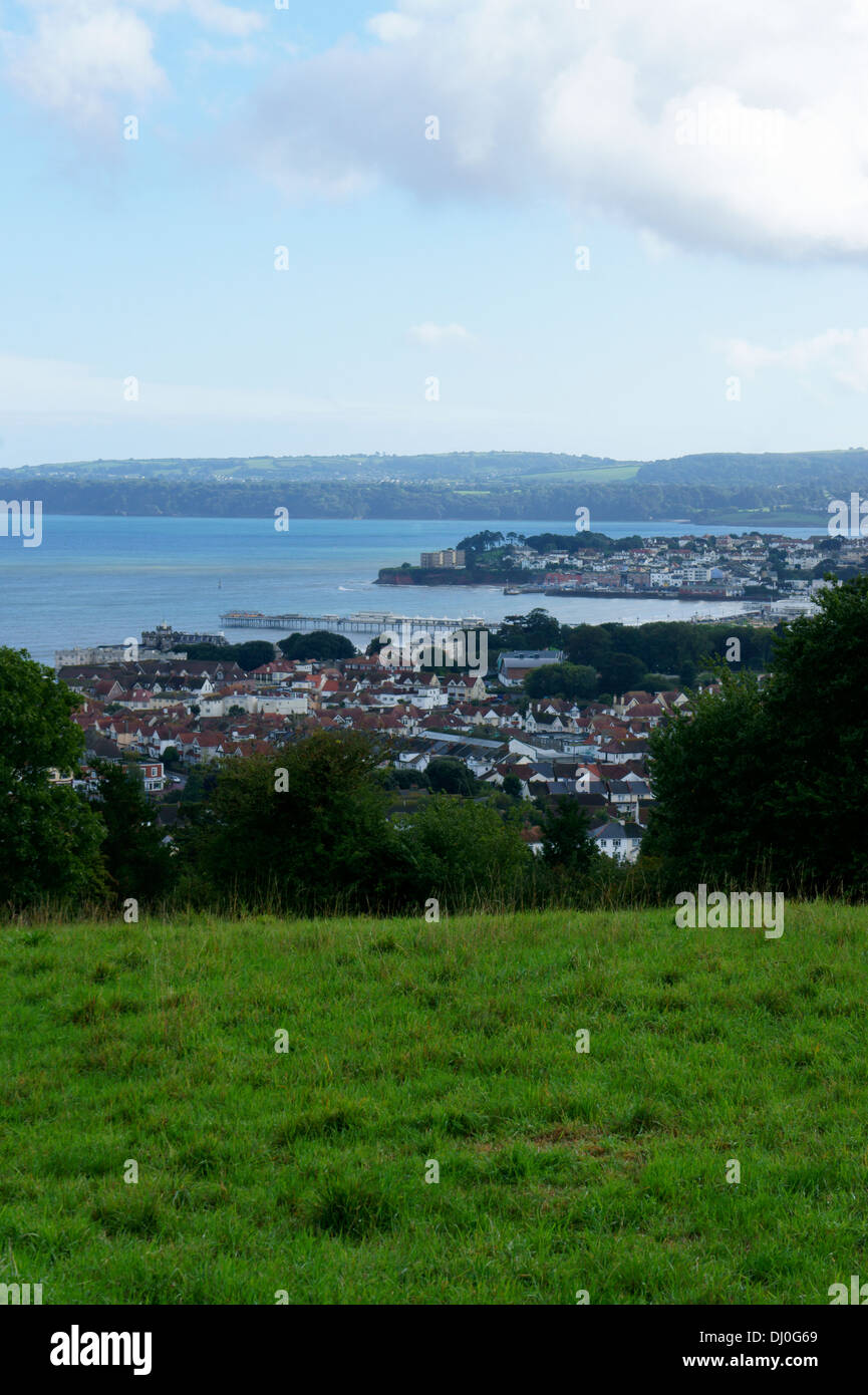 Looking across Paignton and Torbay from Preston, Devon, England Stock ...