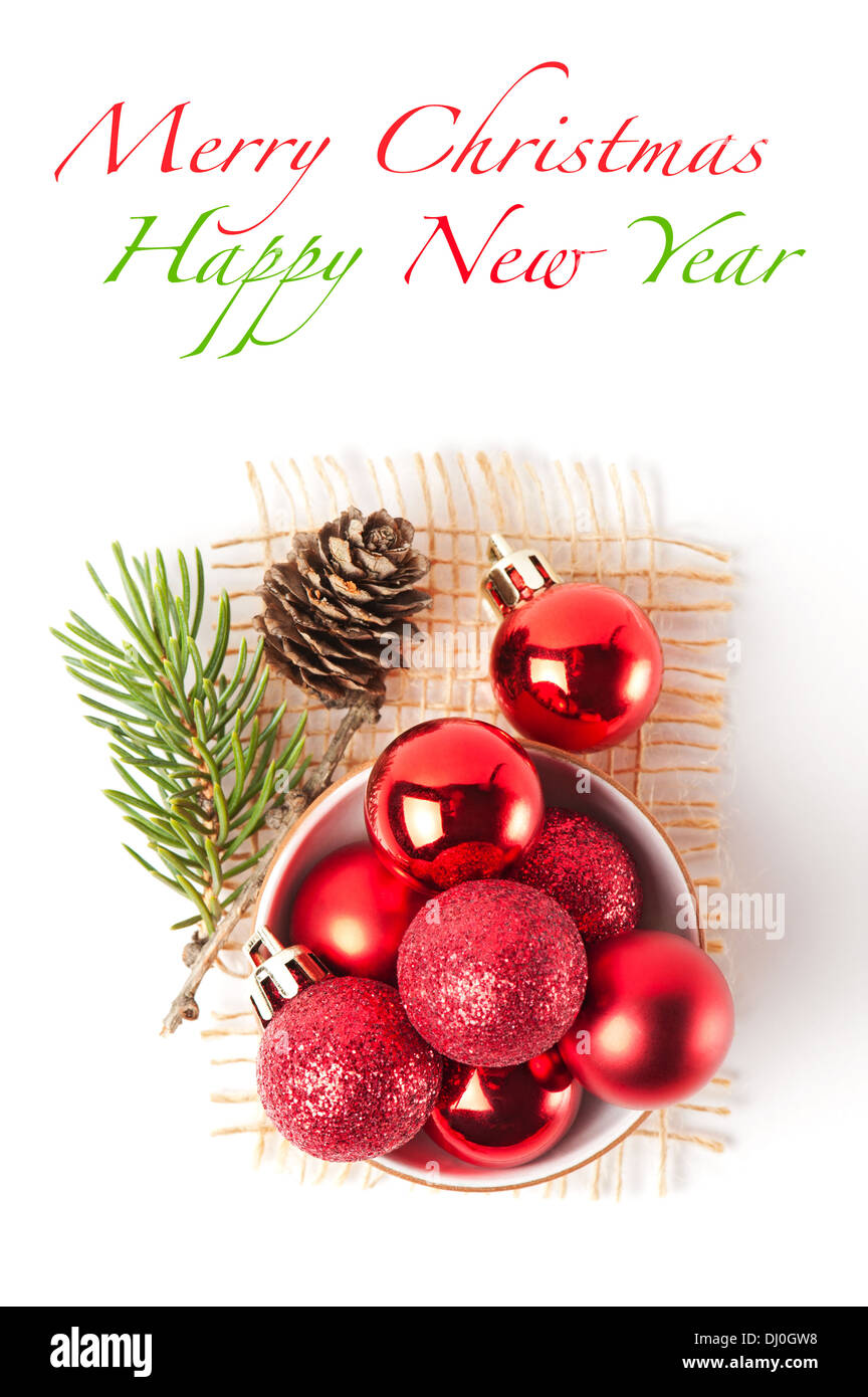 Winter composition xmas baubles Cut Out Stock Images & Pictures - Alamy