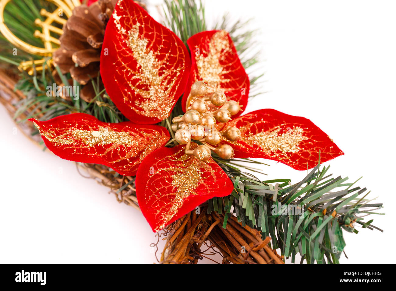 Holly berry flower and Christmas decoration isolated on white ...