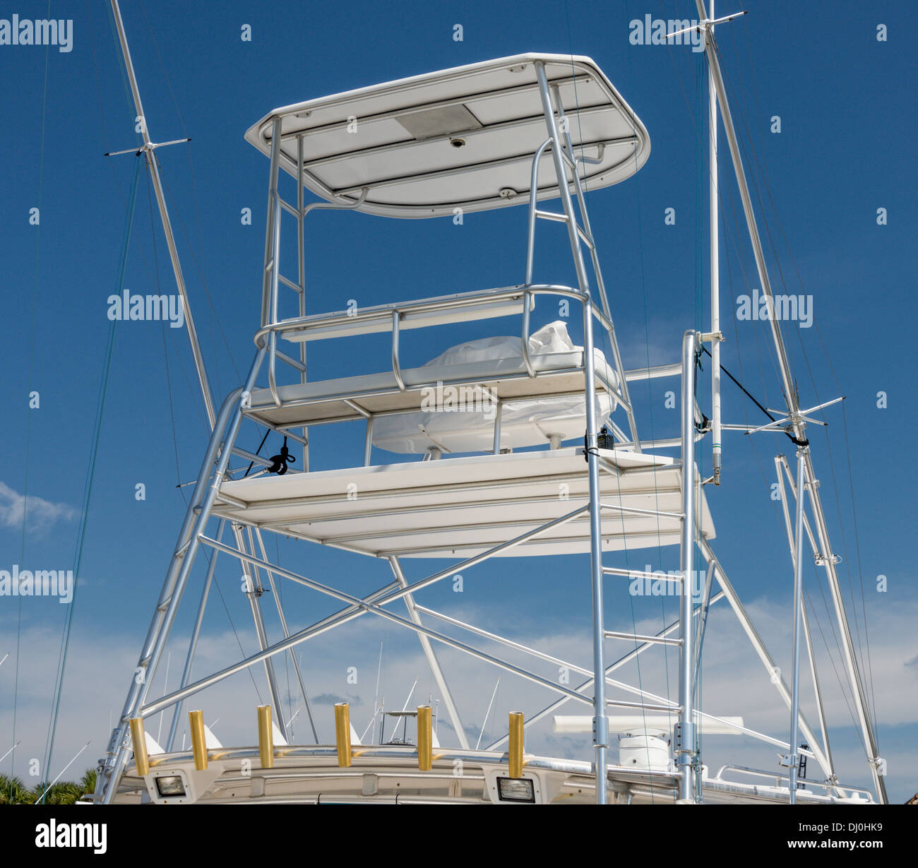 Flying bridge on a charter sail fishing boat in Ft. Pierce Florida on a ...