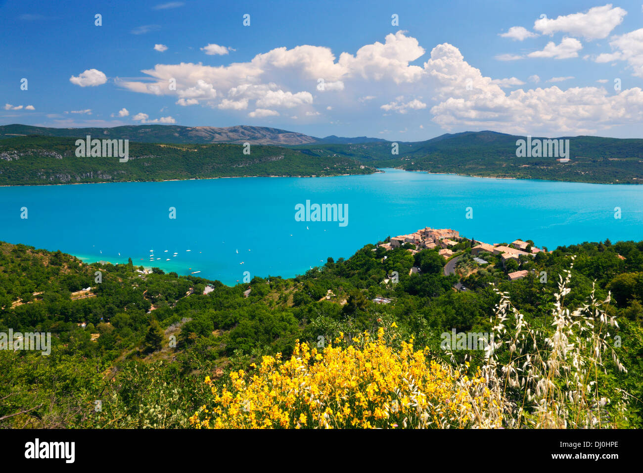 Sainte Croix du Verdon, France. Small town on the hill with a beautiful ...
