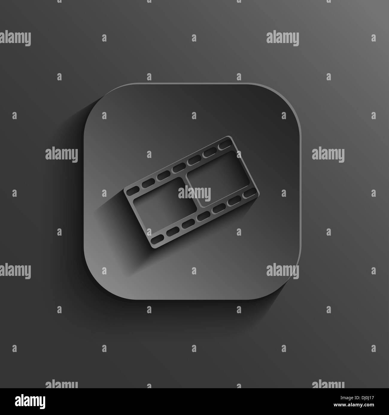 Film icon - black app button with shadow Stock Photo - Alamy
