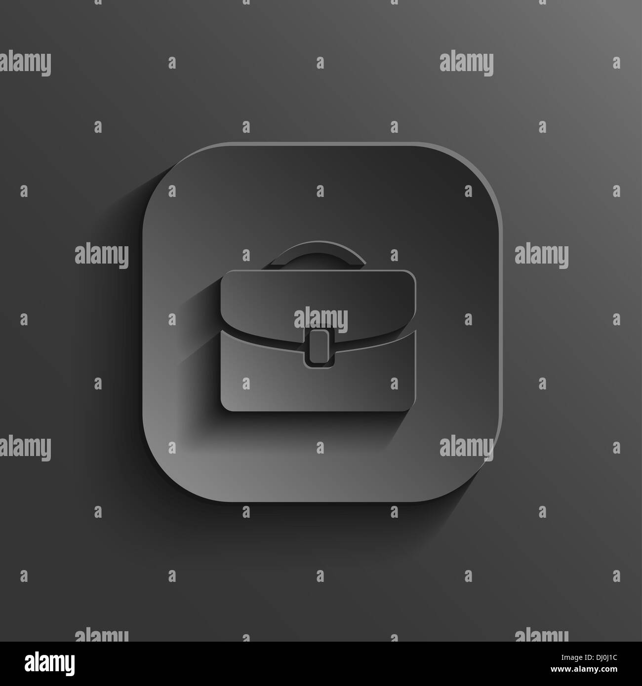 Briefcase icon - black app button with shadow Stock Photo - Alamy