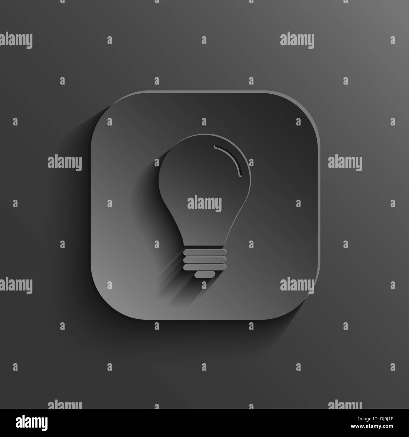 Light bulb icon - black app button with shadow Stock Photo - Alamy