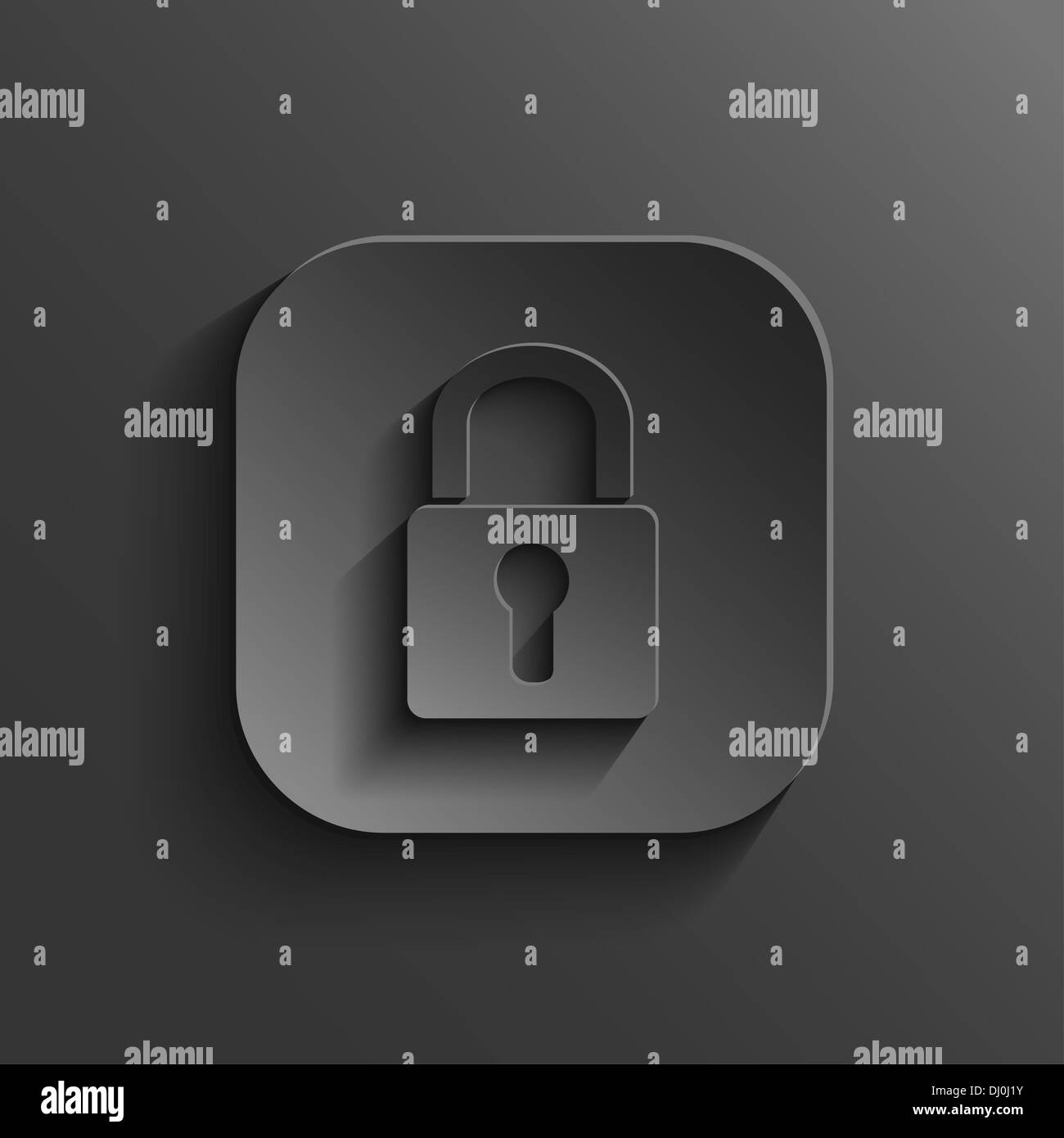 Lock icon - black app button with shadow Stock Photo - Alamy
