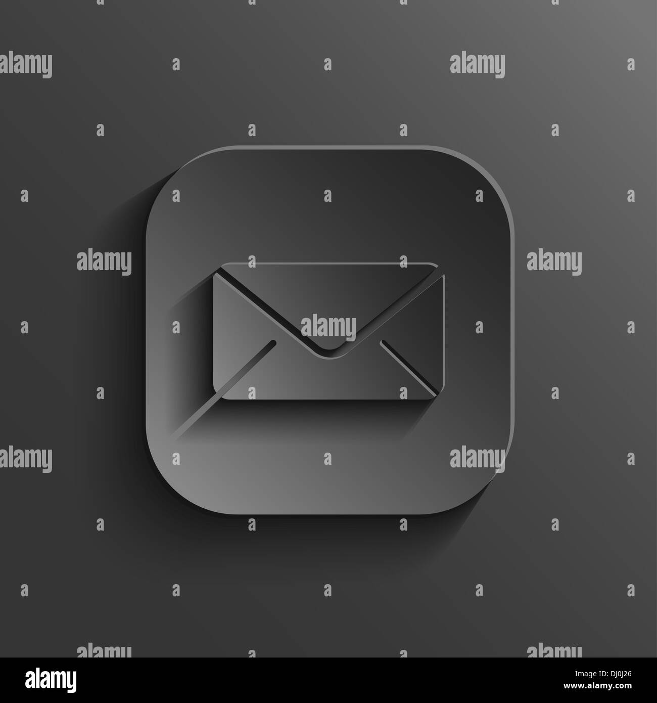 Mail icon - black app button with shadow Stock Photo - Alamy