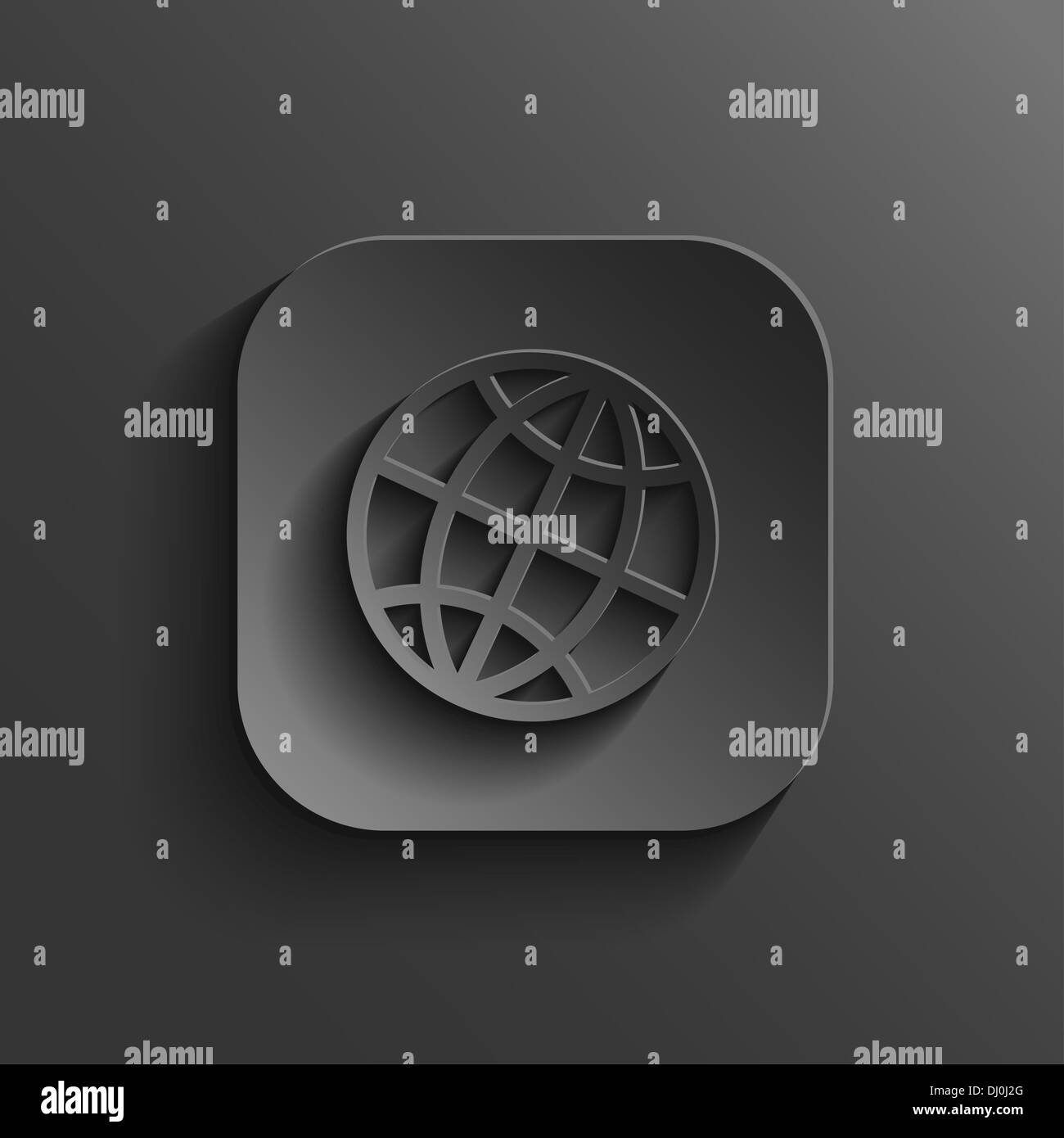 Globe icon - black app button with shadow Stock Photo - Alamy