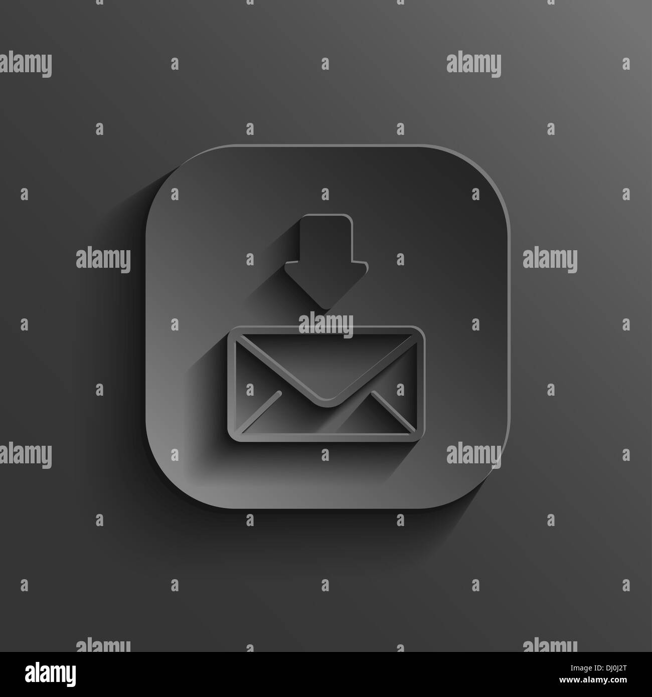Mail icon - black app button with shadow Stock Photo - Alamy