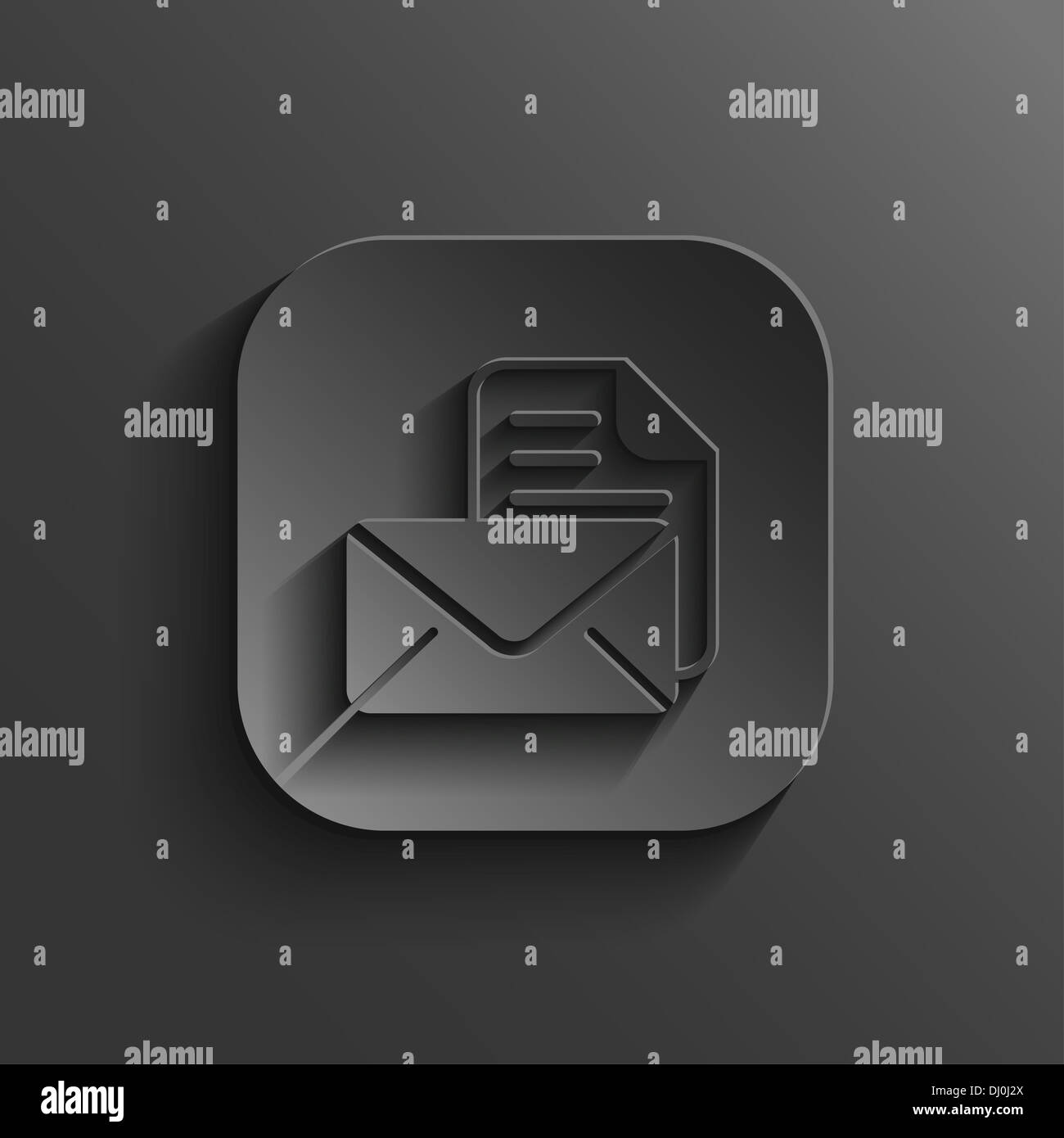 Mail icon - black app button with shadow Stock Photo - Alamy