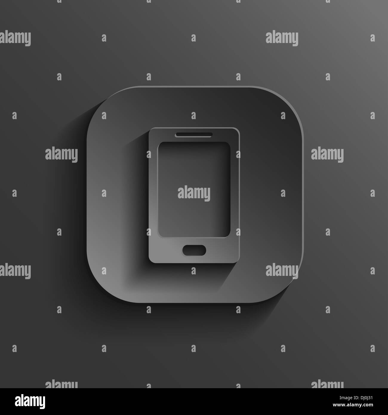 Smartphone icon - black app button with shadow Stock Photo - Alamy