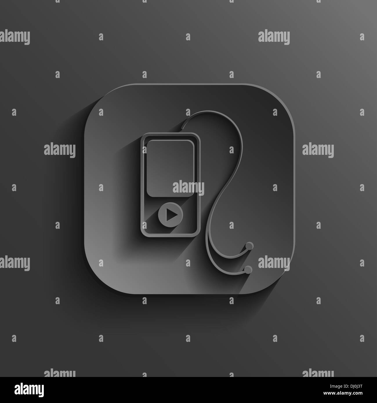 MP3 player icon - black app button with shadow Stock Photo - Alamy