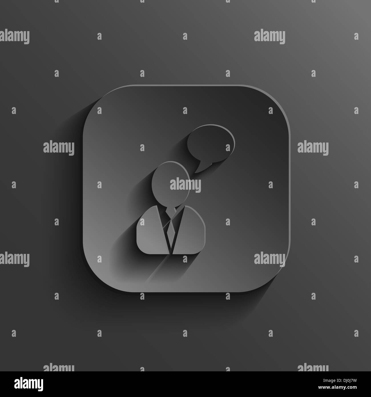 Speech icon - black app button with shadow Stock Photo - Alamy