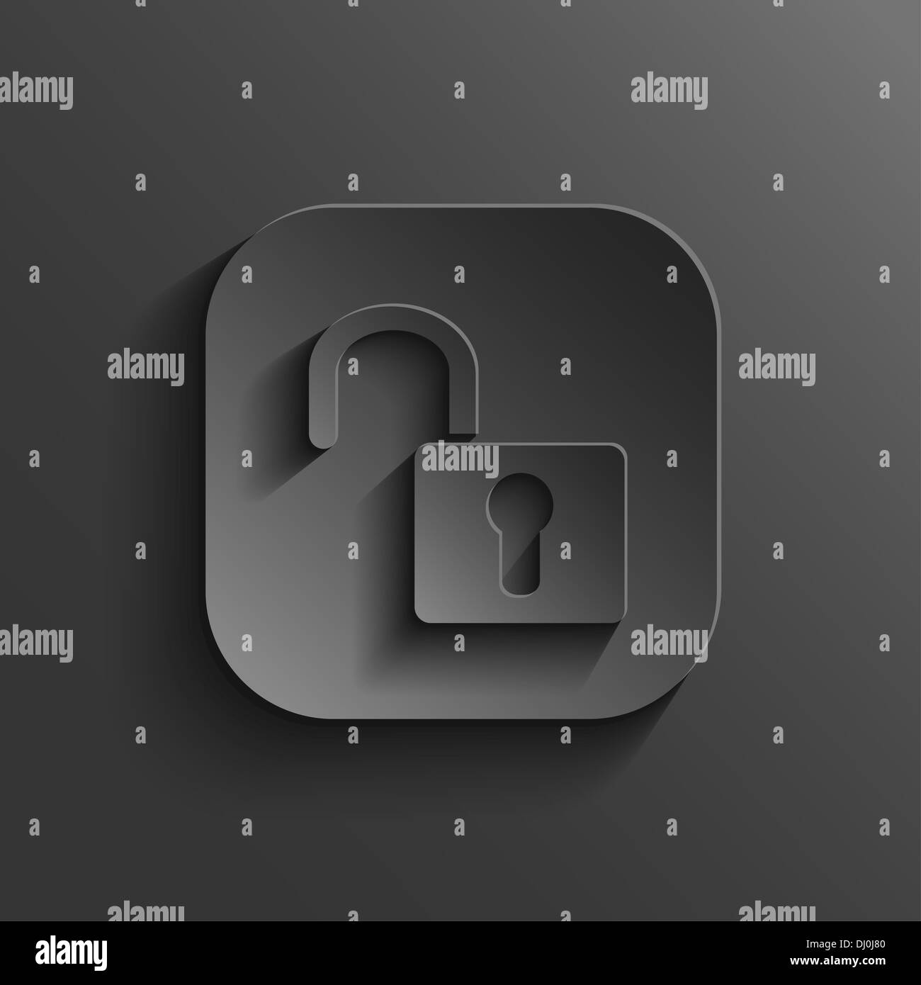 Unlock icon - black app button with shadow Stock Photo - Alamy