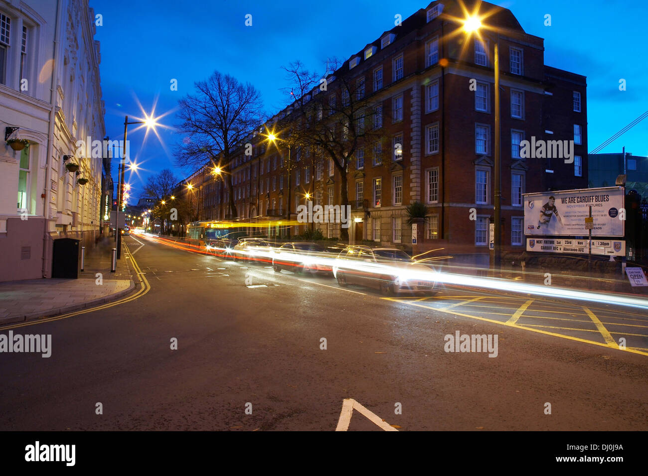 Westgate Street in Cardiff, Wales,UK at night Stock Photo - Alamy