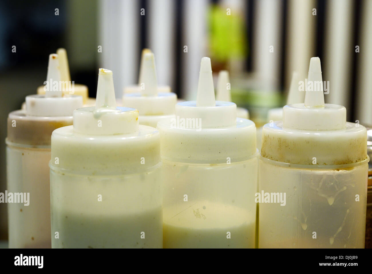 Bottles of Condiments Stock Photo - Alamy