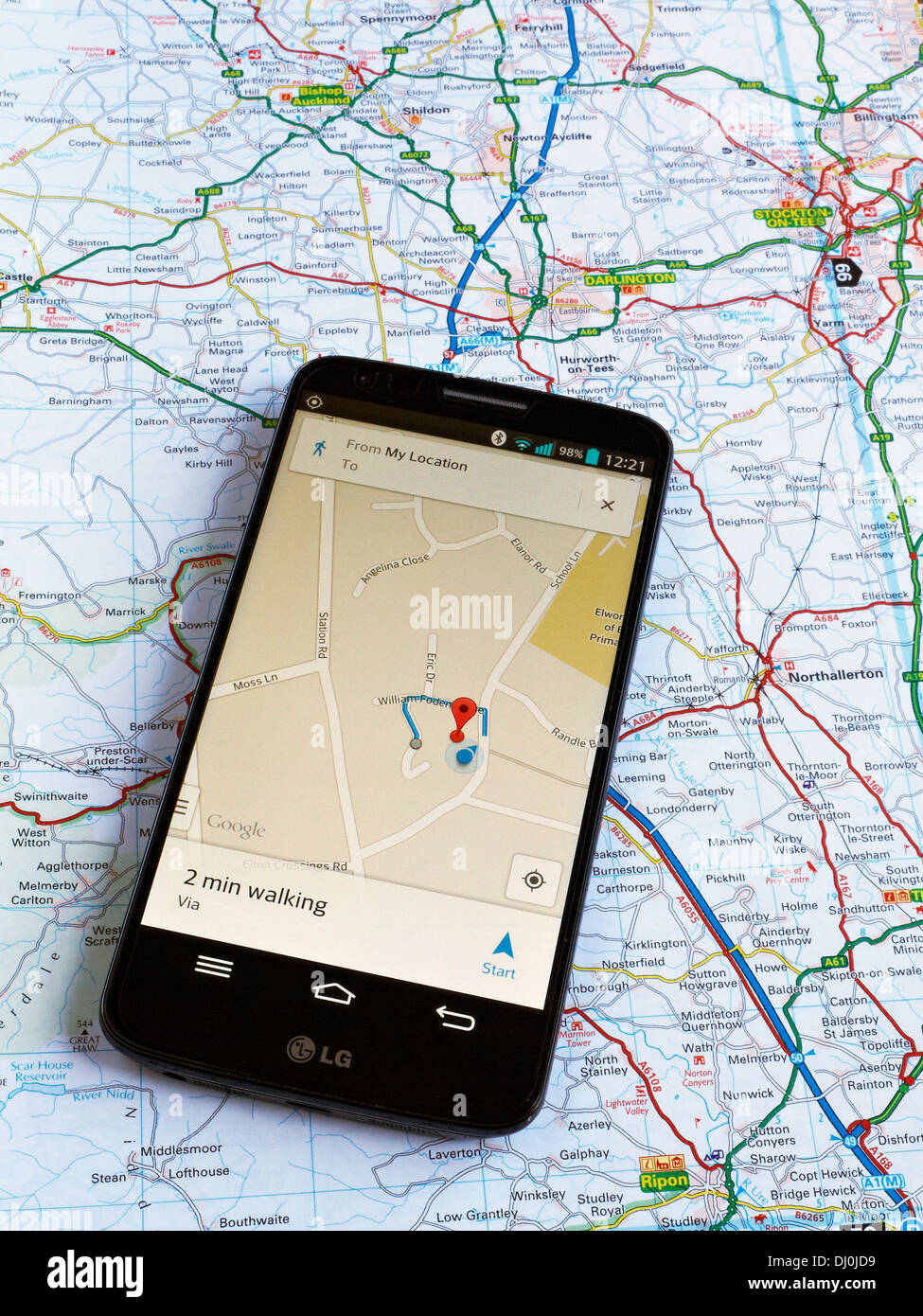 LG G2 mobile phone on map UK Stock Photo - Alamy
