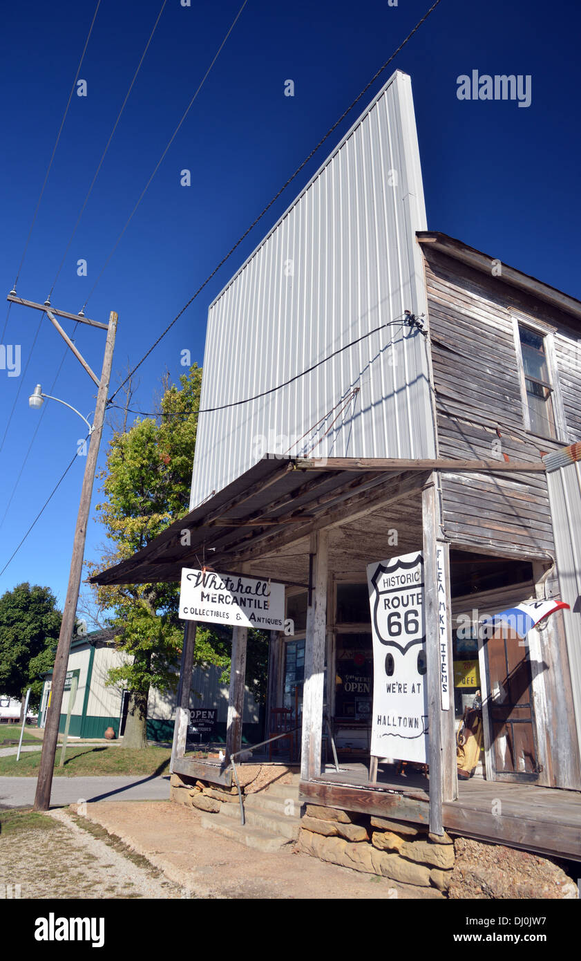 Old small town store front along historic Route 66 Whitehall Mercantile ...