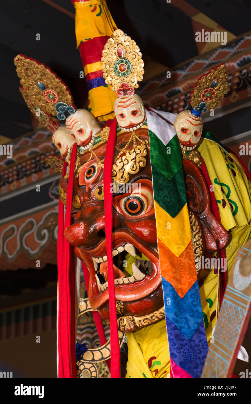 Bhutan, Thimpu Dzong, annual Tsechu, face mask of Shinje Chhogyel the ...