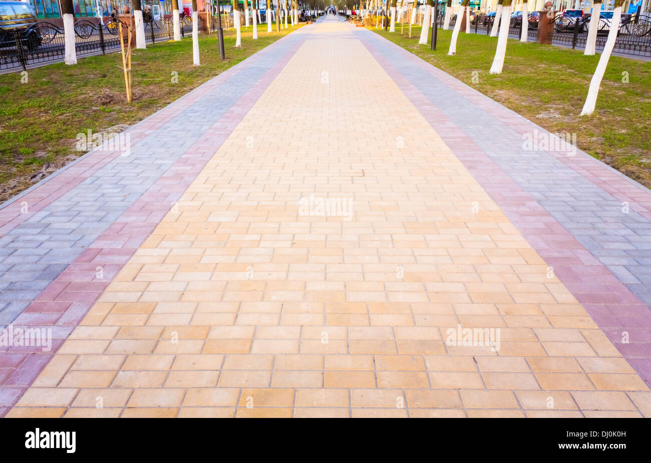 Walk Way Surface Of Colorful Concrete Blocks Stock Photo - Alamy