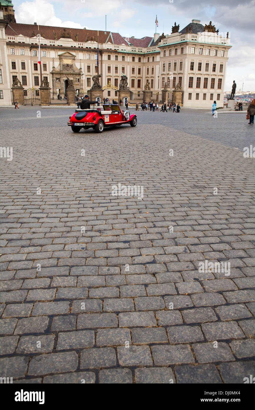 Vintage car at the castle entrance in Prague Stock Photo - Alamy