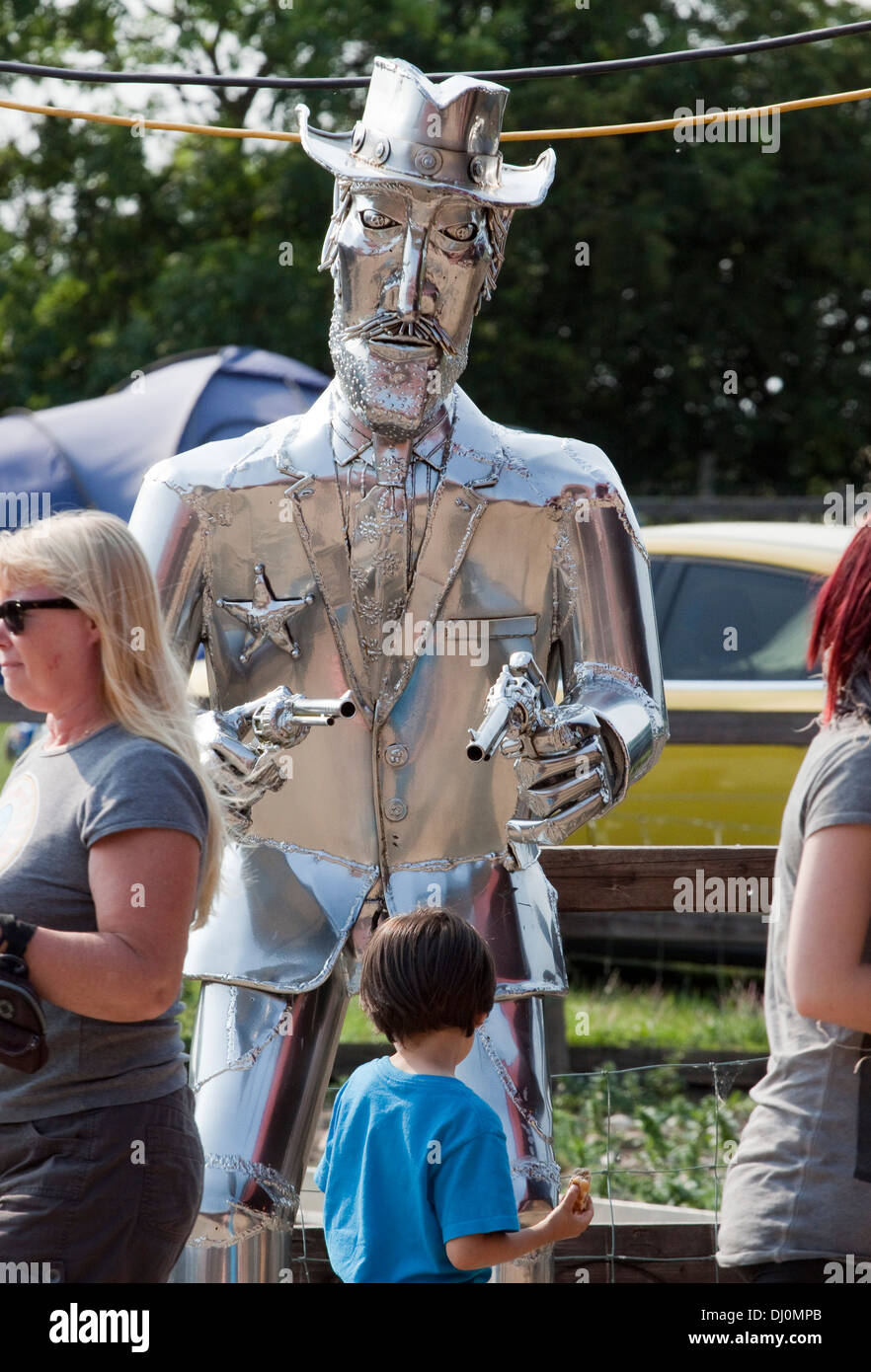 Large metal sculpture of a cowboy at an Americana music festival Stock ...