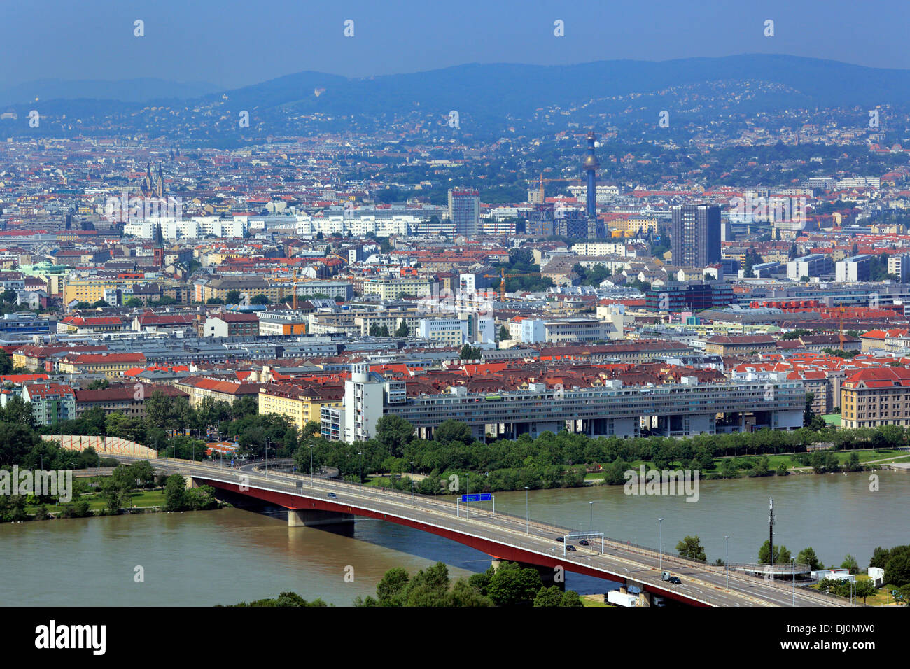 Cityscape viewed from Donauturm (Danube Tower), Vienna, Austria Stock ...