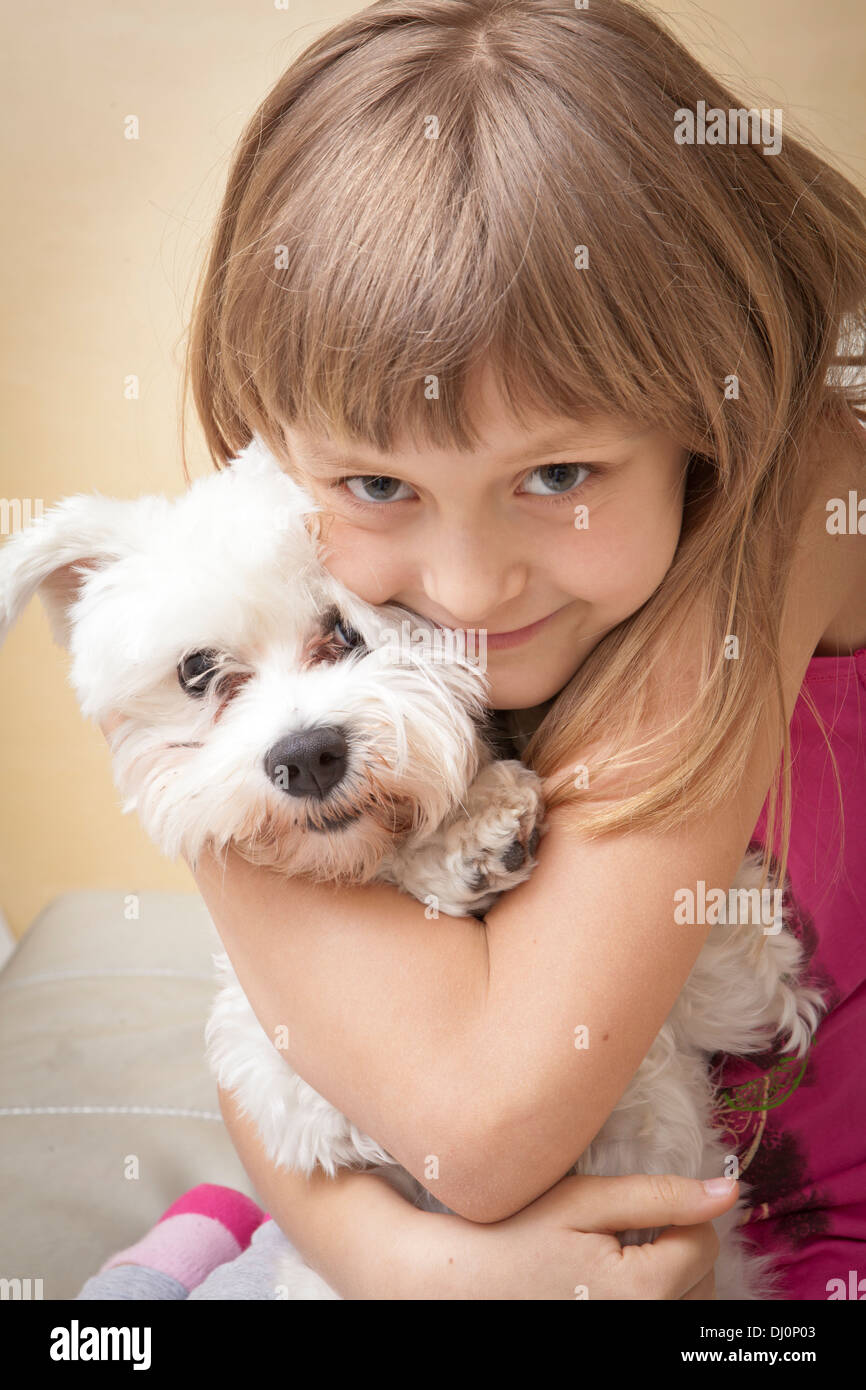 little girl with dog Stock Photo - Alamy