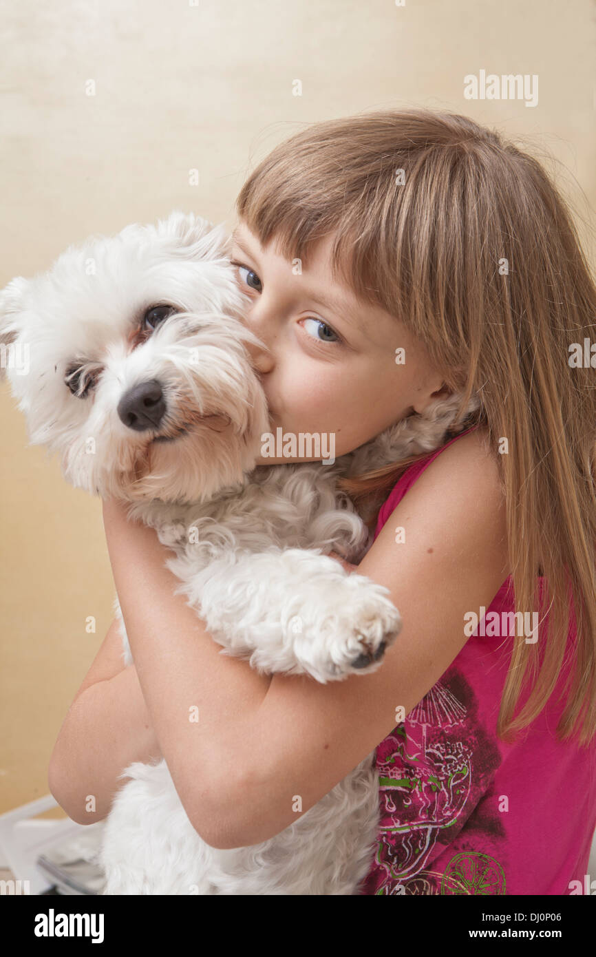 little girl with dog Stock Photo - Alamy