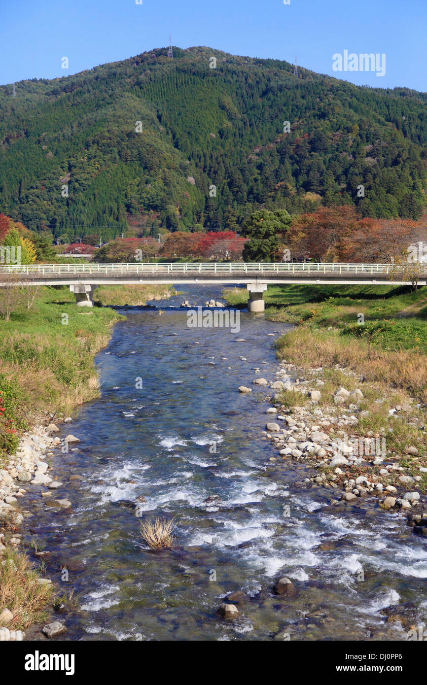 Japan, Hida, Takayama, river, bridge, landscape Stock Photo - Alamy
