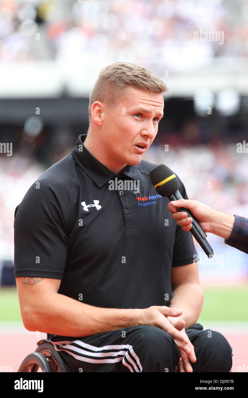 The Paralympian David Weir is being interviewed at the Anniversary ...