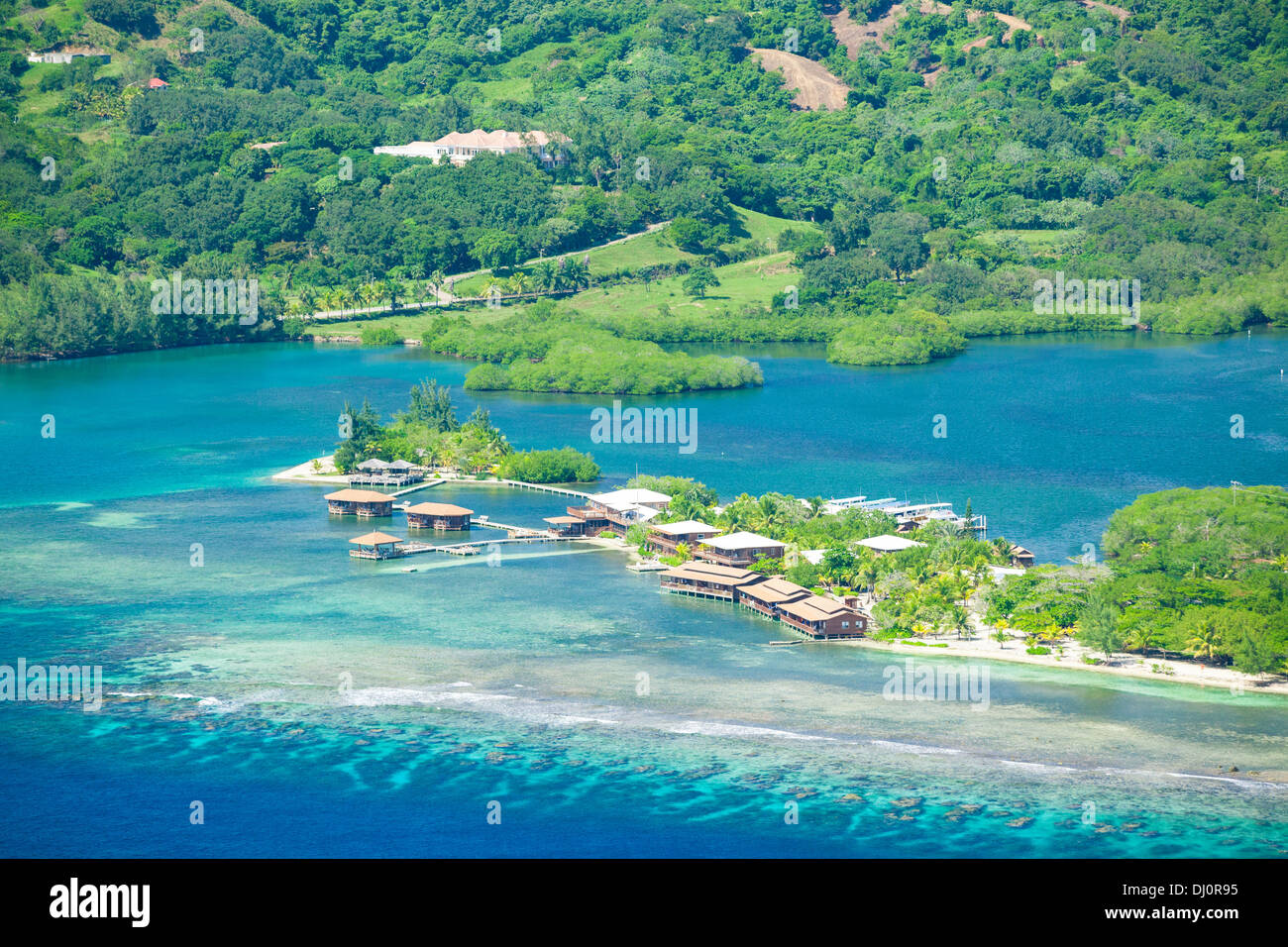 Aerial image of Coco View Resort, Roatan, Honduras Stock Photo - Alamy