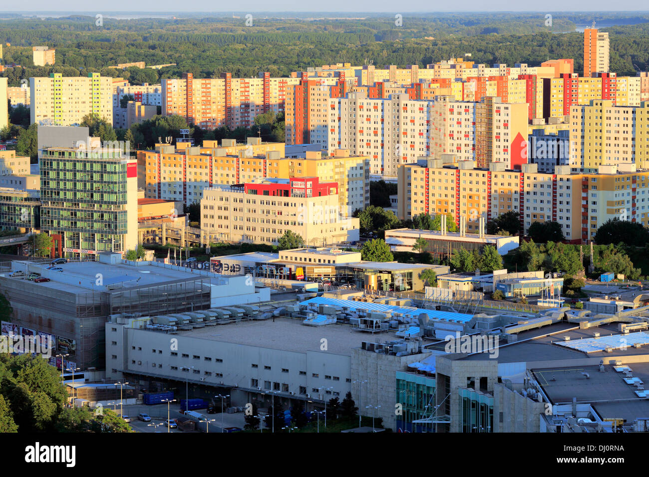 Petrzalka borough, cityscape from UFO restaurant, SNP bridge ...