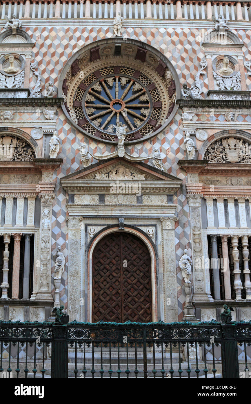 Decorative facade of the Colleoni Chapel in Bergamo Alta, Italy Stock ...