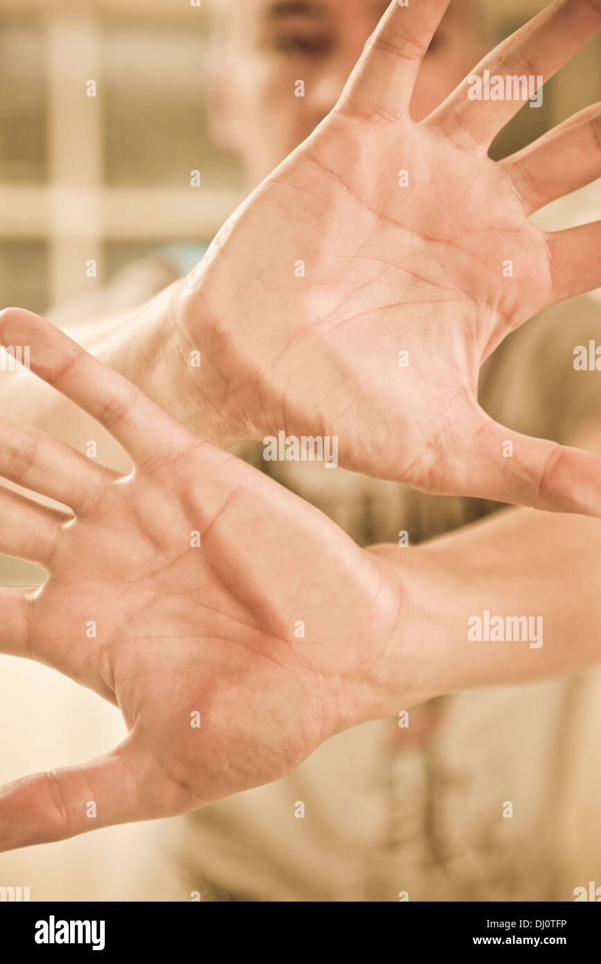 hands on a glass Stock Photo - Alamy