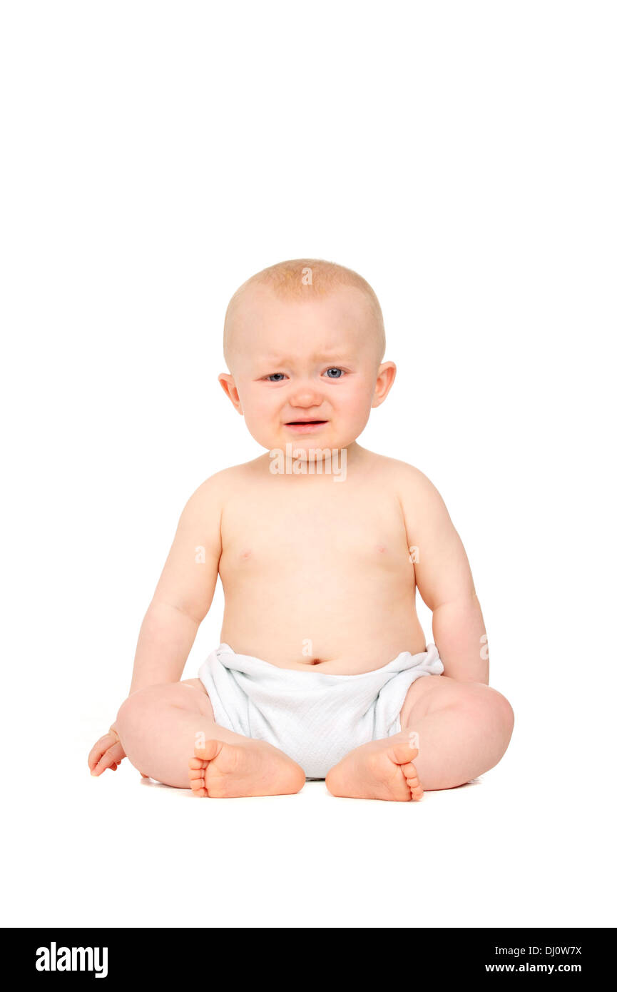 Baby cry white background hi-res stock photography and images - Alamy