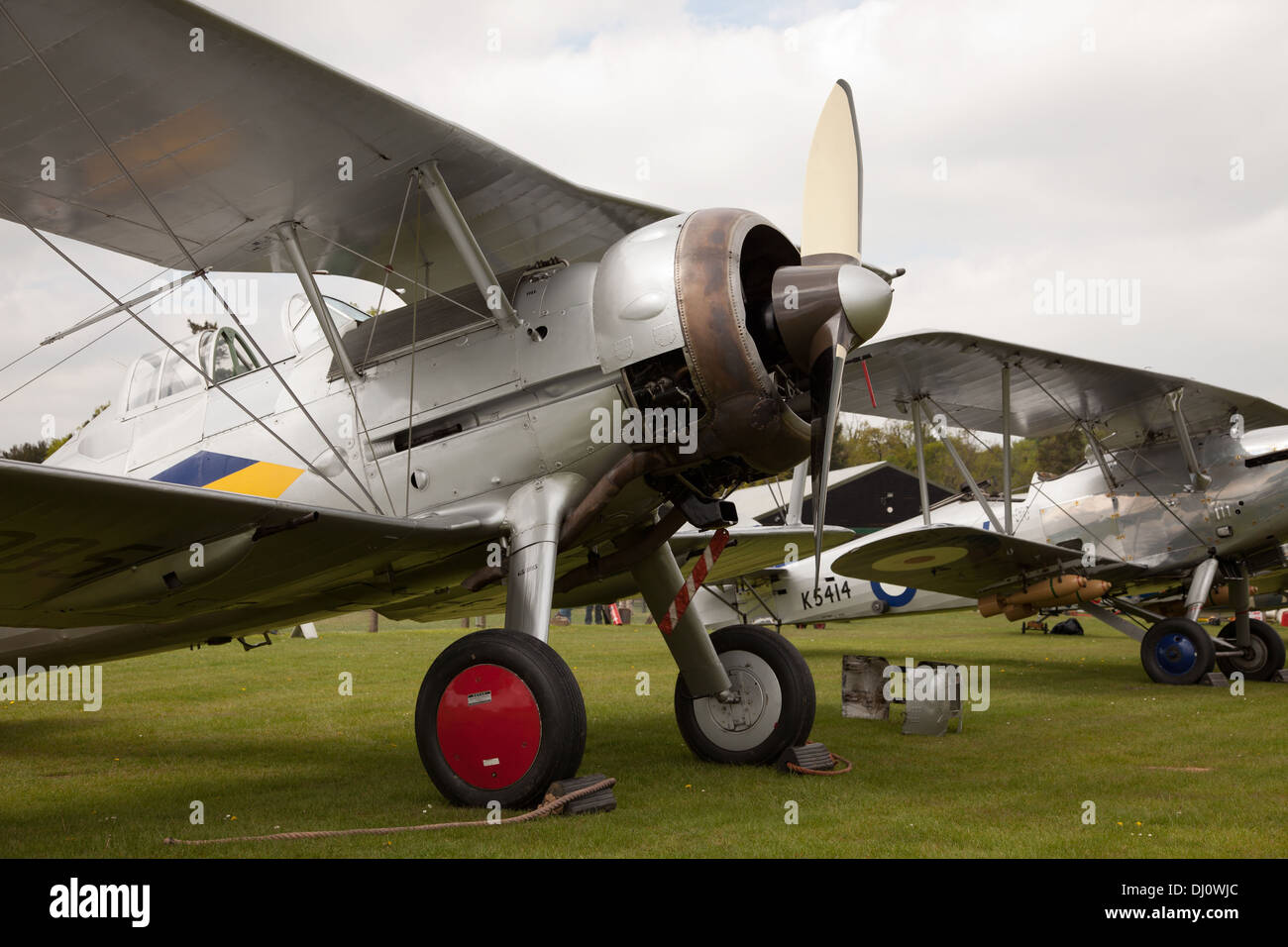 Gloster Gladiator 1930's biplane fighter aircraft at a Shuttleworth ...