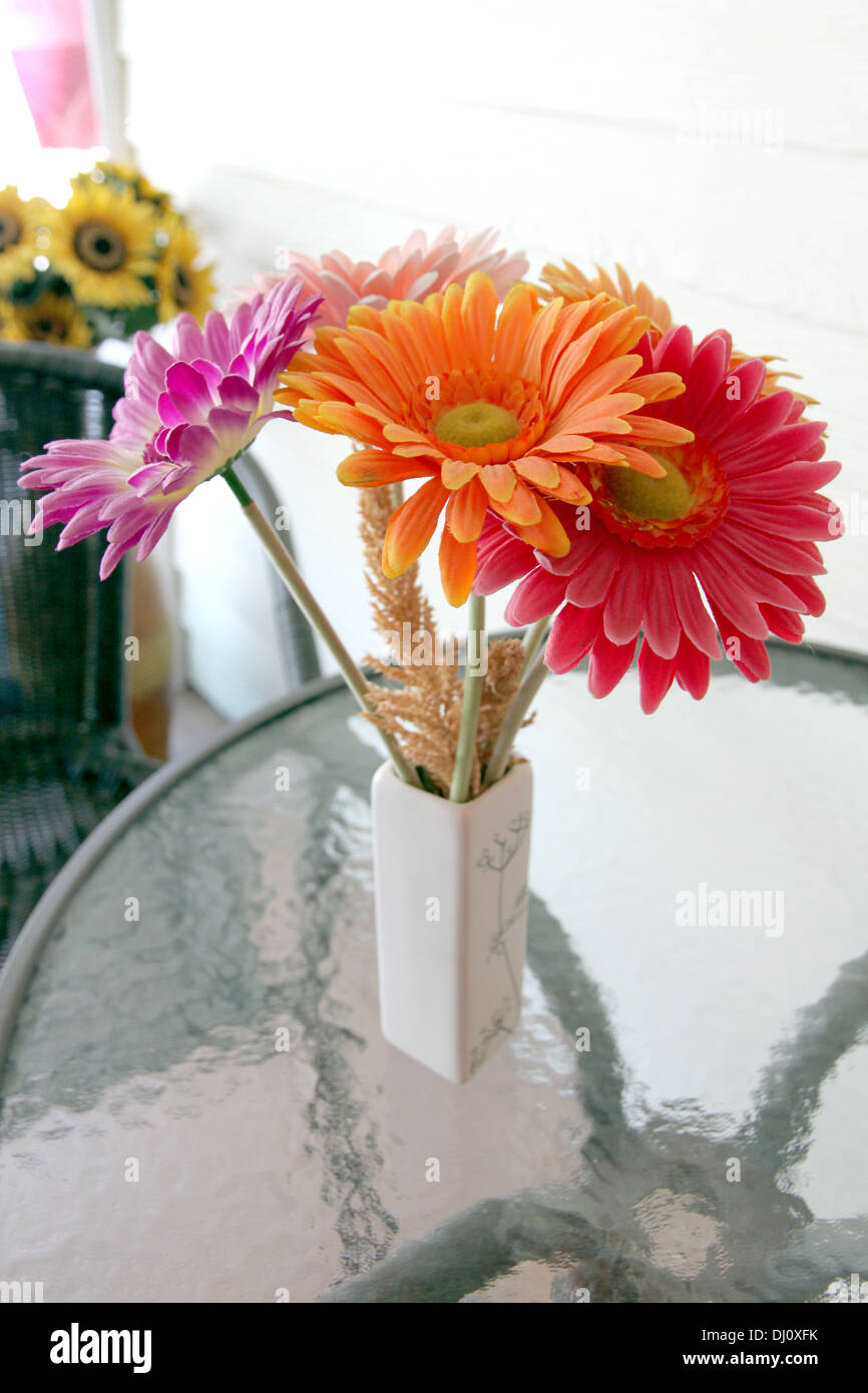 The Picture Colorful flowers in a vase on the table Stock Photo - Alamy