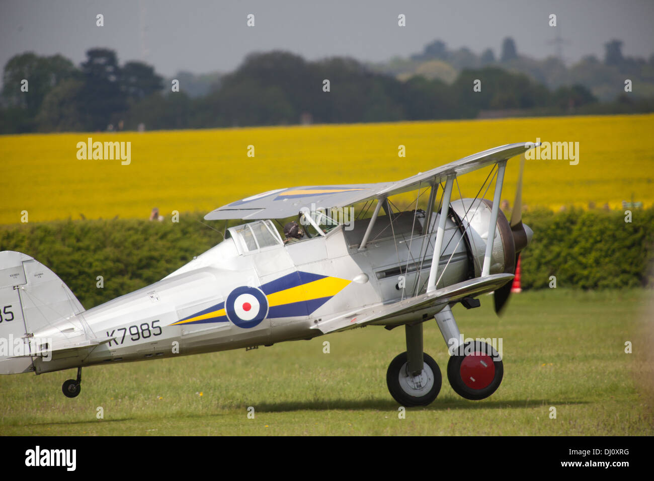 Gloster Gladiator 1930's biplane fighter aircraft at a Shuttleworth ...