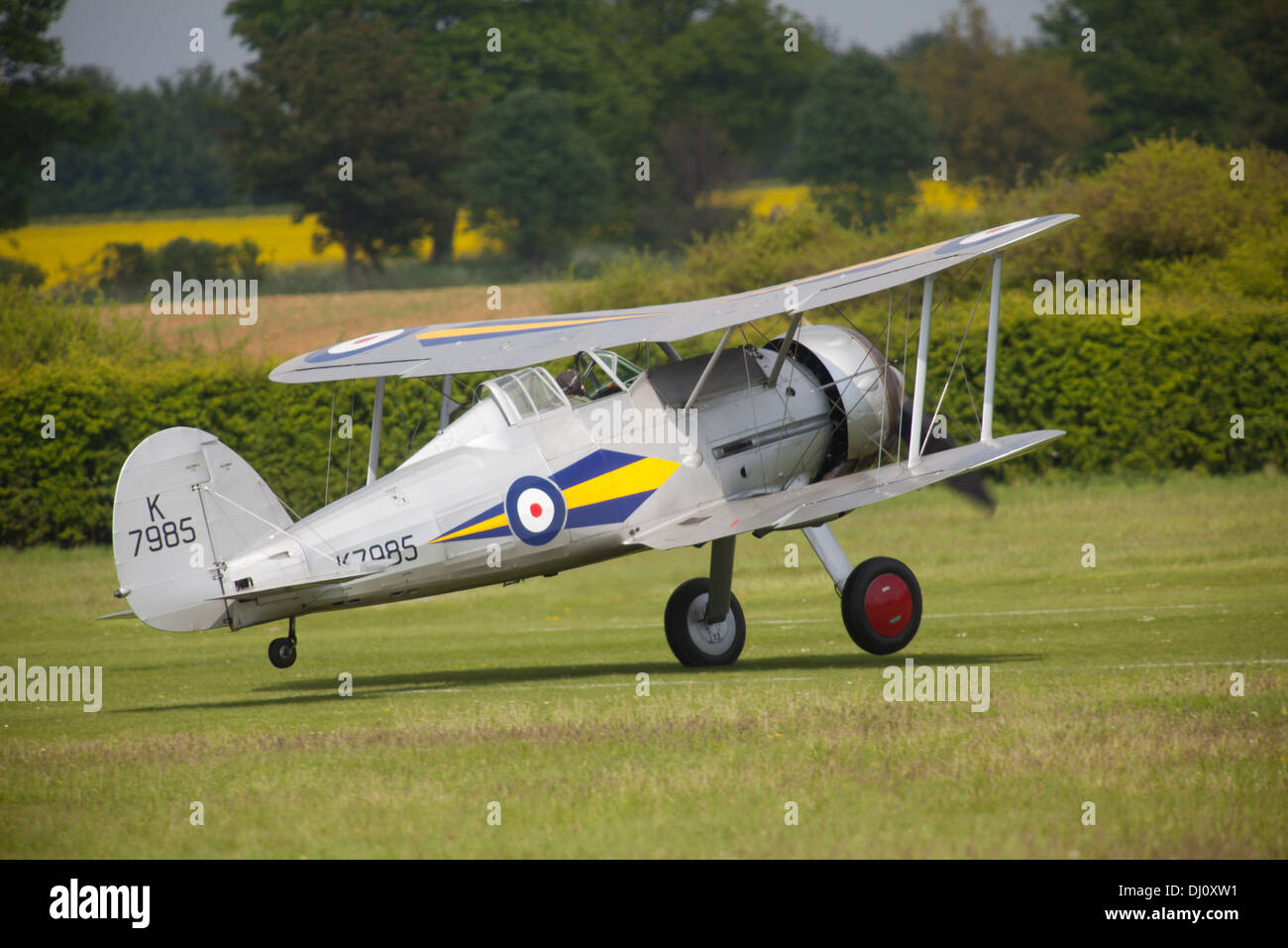 Gloster Gladiator 1930's biplane fighter aircraft at a Shuttleworth ...