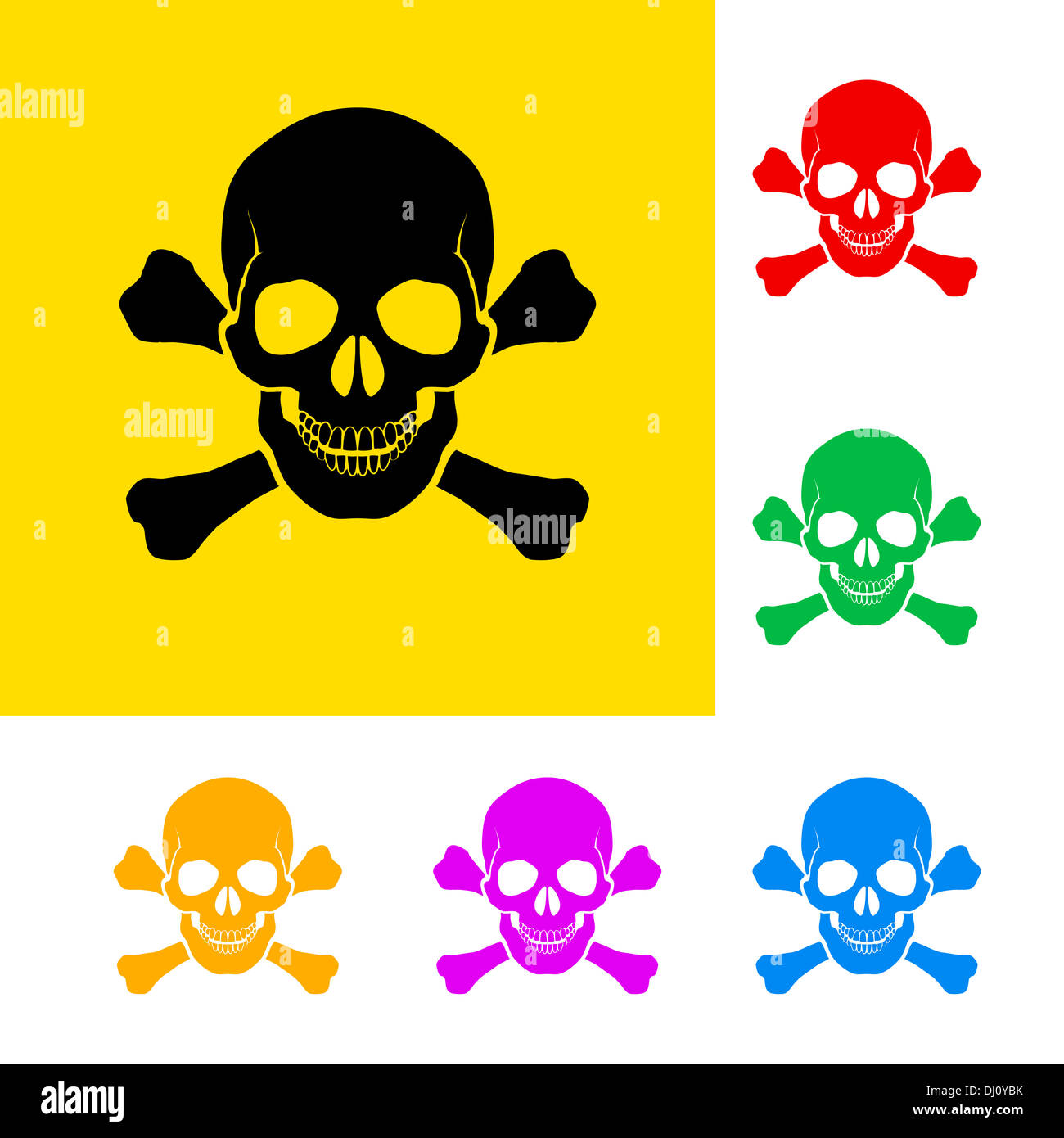 Danger sign of skull and cross bones with color variations Stock Photo ...