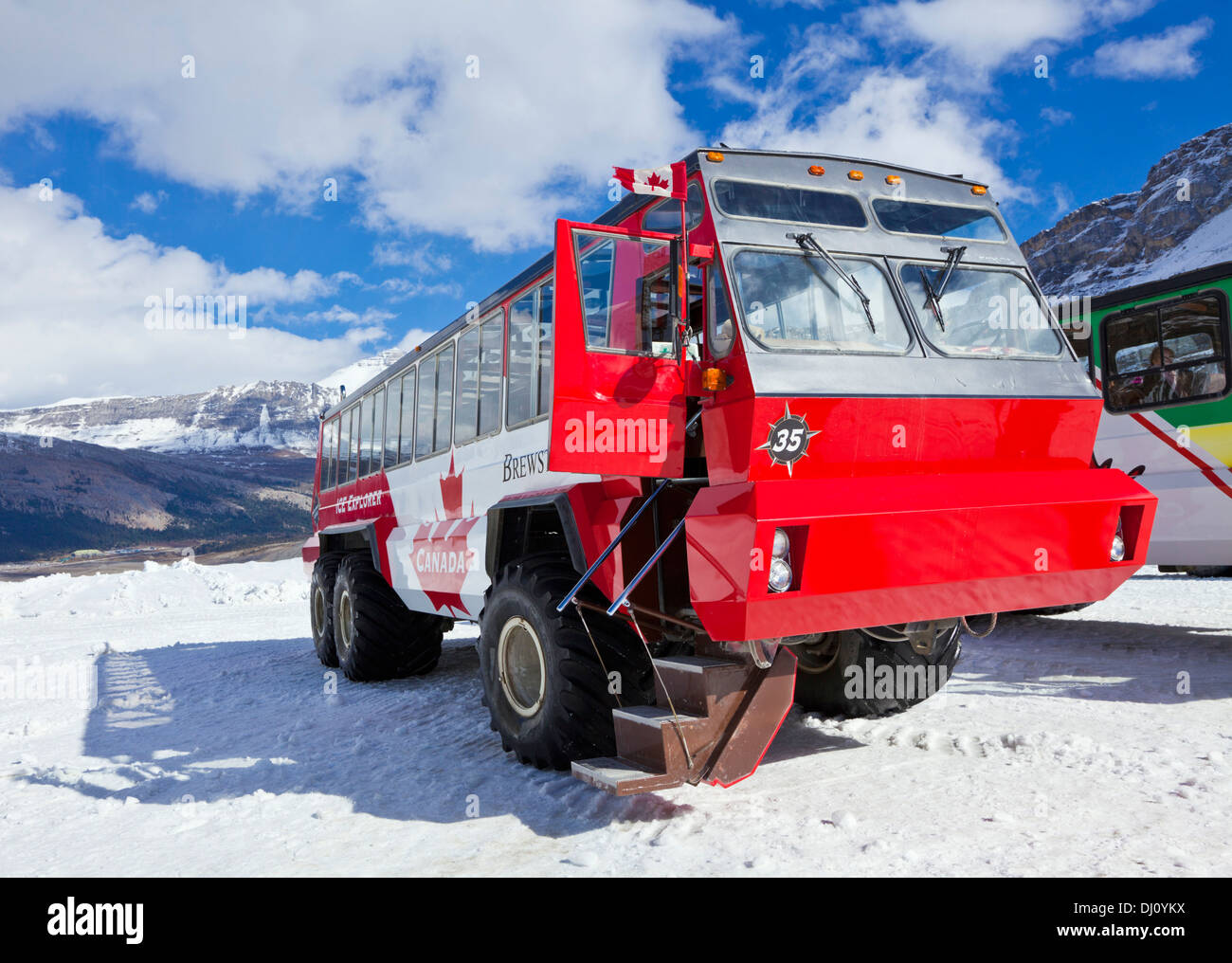 Brewsters Snocoach Ice Explorer Columbia Icefield Athabasca glacier in the Canadian Rockies ...