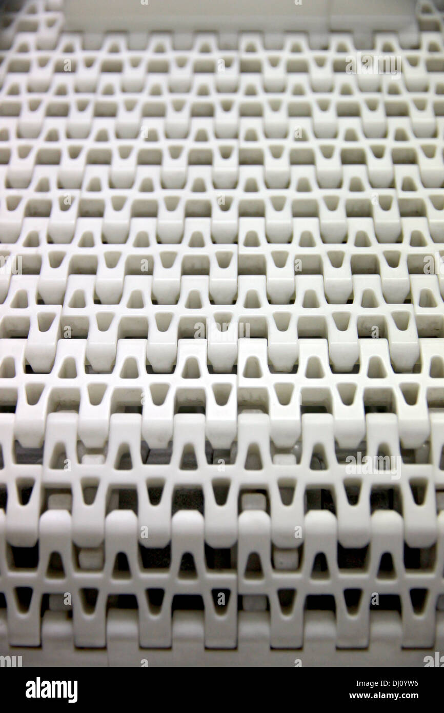 Closeup The Picture Patterns of white plastic with a conveyor belt ...