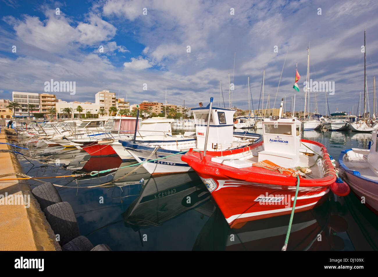Traditional Fishing Boats in the Port of Garrucha, Almeria, Spain Stock ...