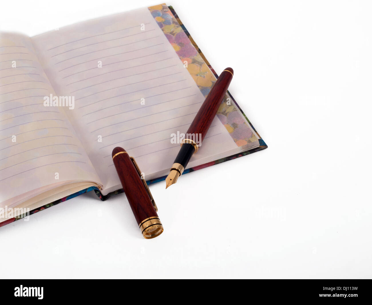 open page of diary and fountain pen Stock Photo - Alamy